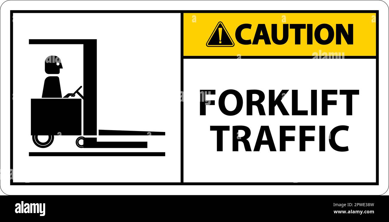 Caution Forklift traffic Floor Sign On White Background Stock Vector ...