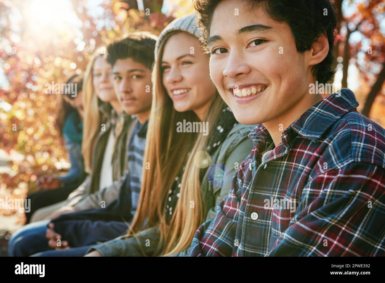 Nobody makes me smile like my friends do. Portrait of a group of young ...