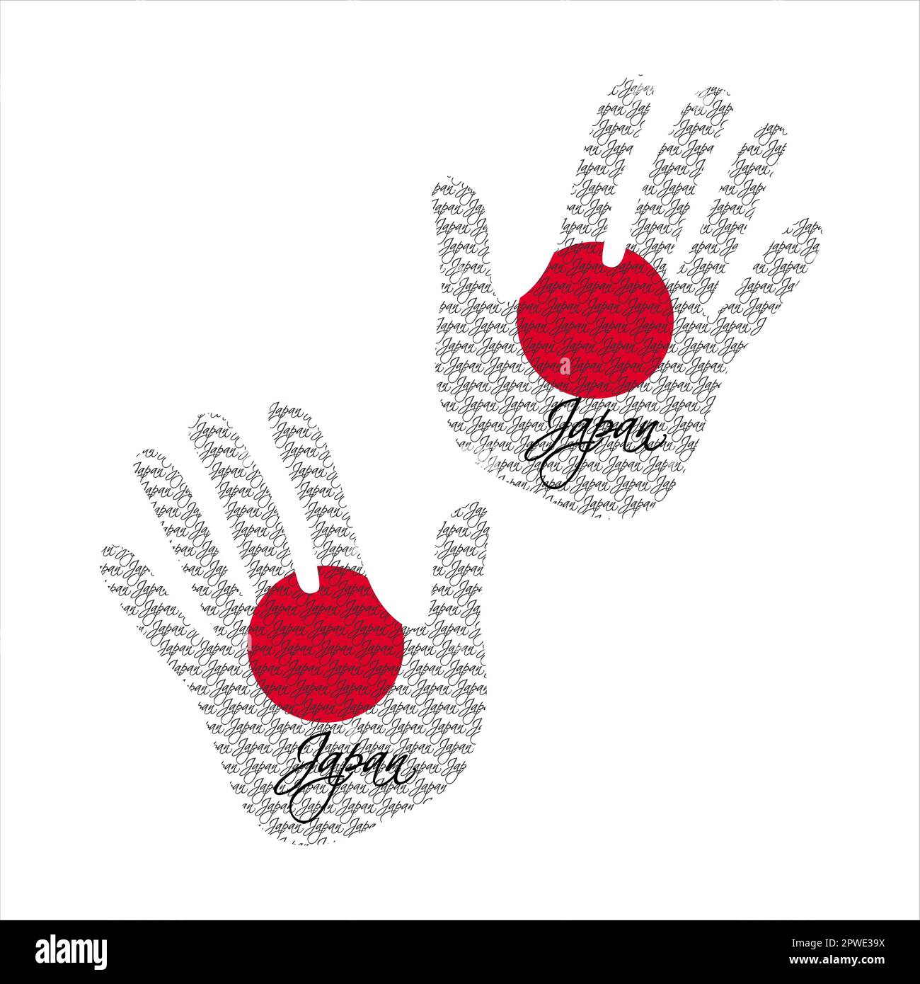 Hand drawn vector illustration with japan flag pattern great for poster ...