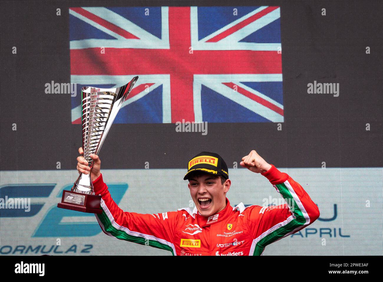 BEARMAN Oliver (gbr), Prema Racing, Dallara F2, portrait, podium during ...