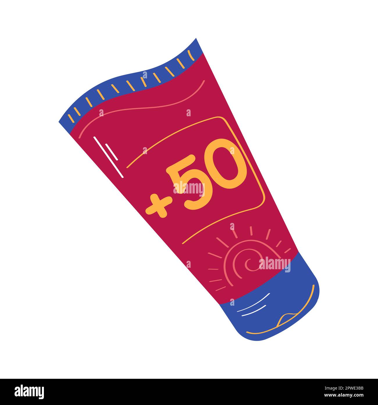 Sunscreen cream in red tube with temperature label against sunburn ...