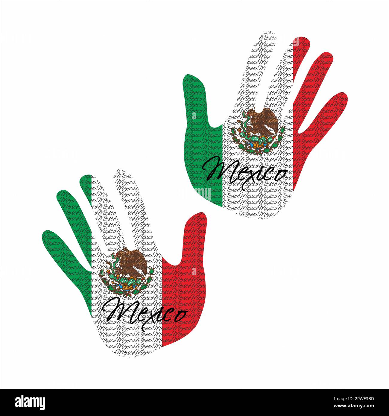 Hand drawn vector illustration with mexico flag pattern great for ...