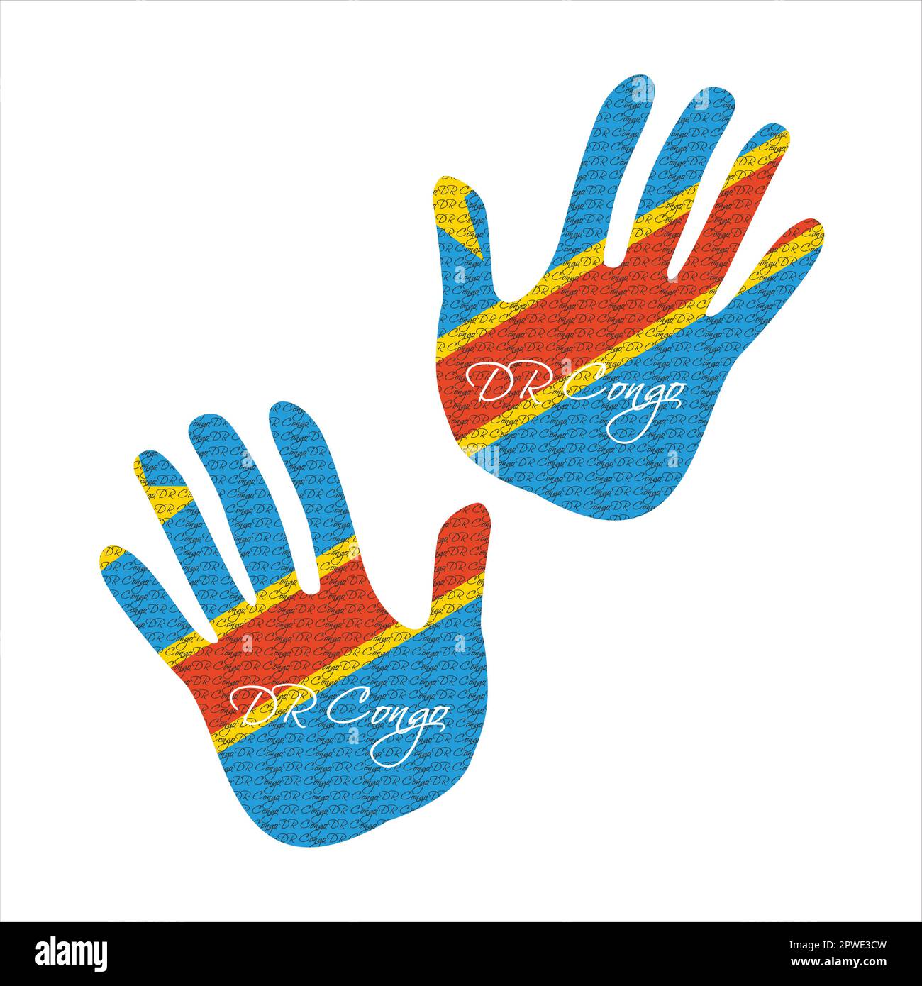 Hand drawn vector illustration with dr congo flag pattern great for ...
