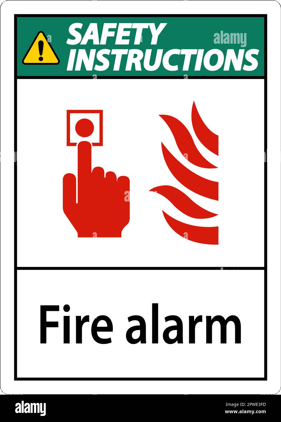 Safety Instructions Fire Alarm Sign On White Background Stock Vector ...