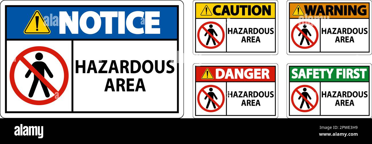 Danger Sign Hazardous Area Sign On White Background Stock Vector Image ...