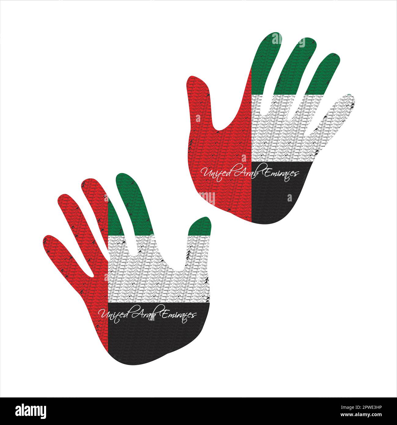 Hand drawn vector illustration with united arab emirates flag pattern ...