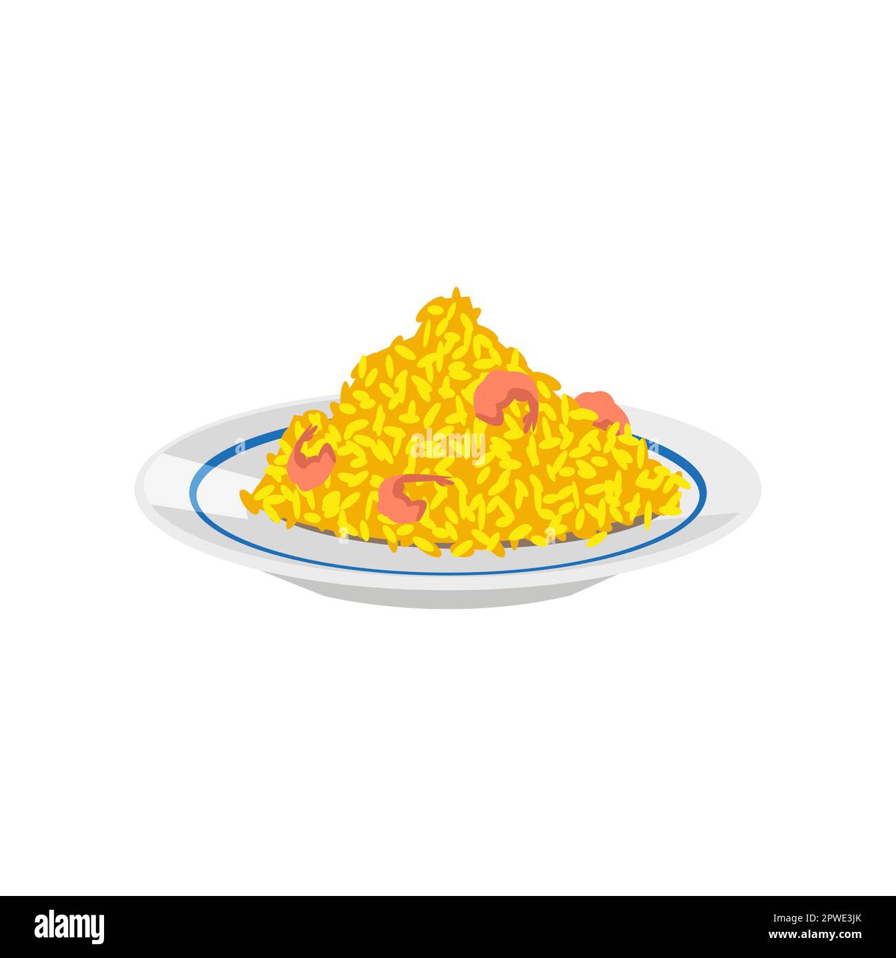 Rice dish with shrimps cartoon illustration Stock Vector Image & Art ...