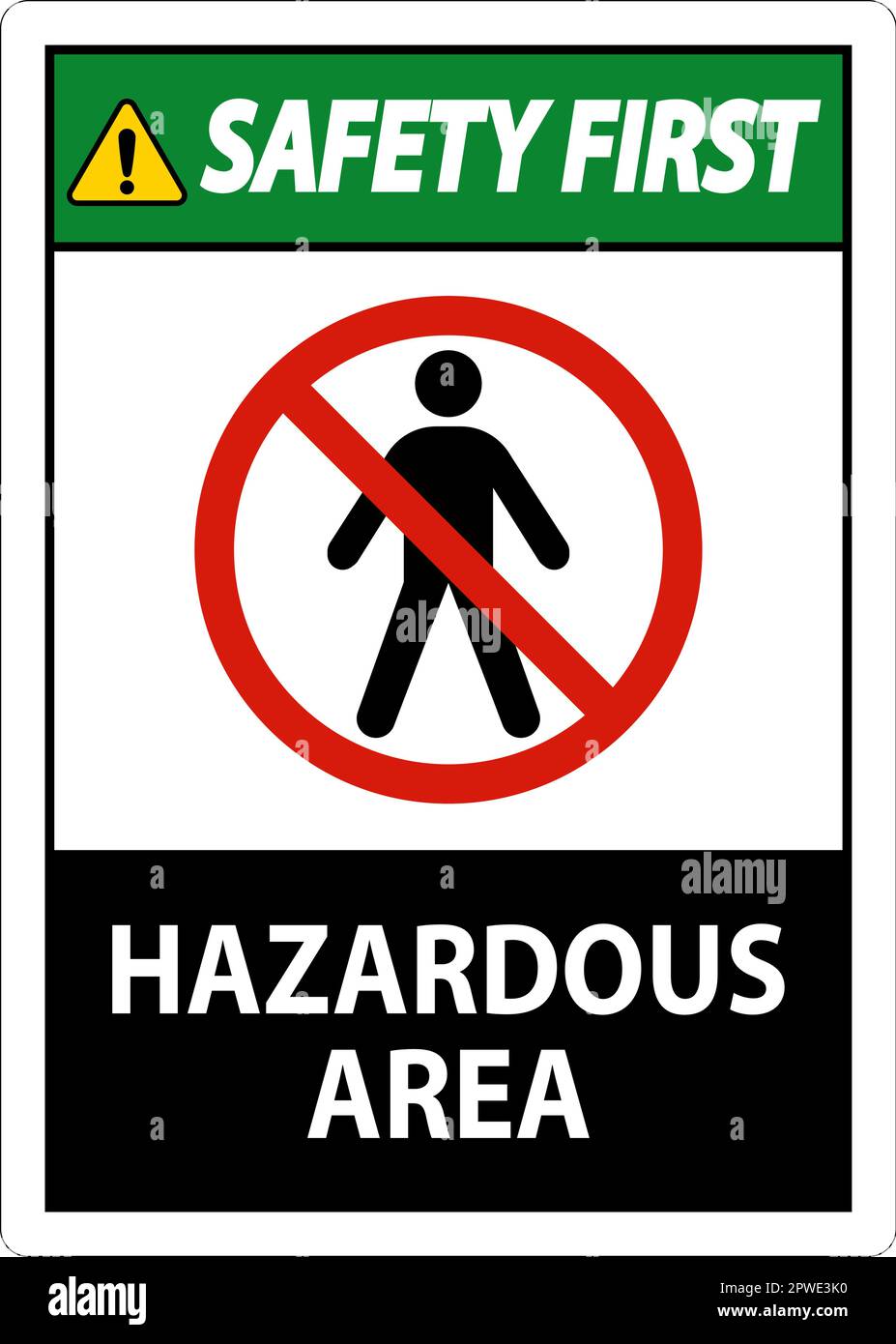 Safety First Sign Hazardous Area Sign On White Background Stock Vector ...