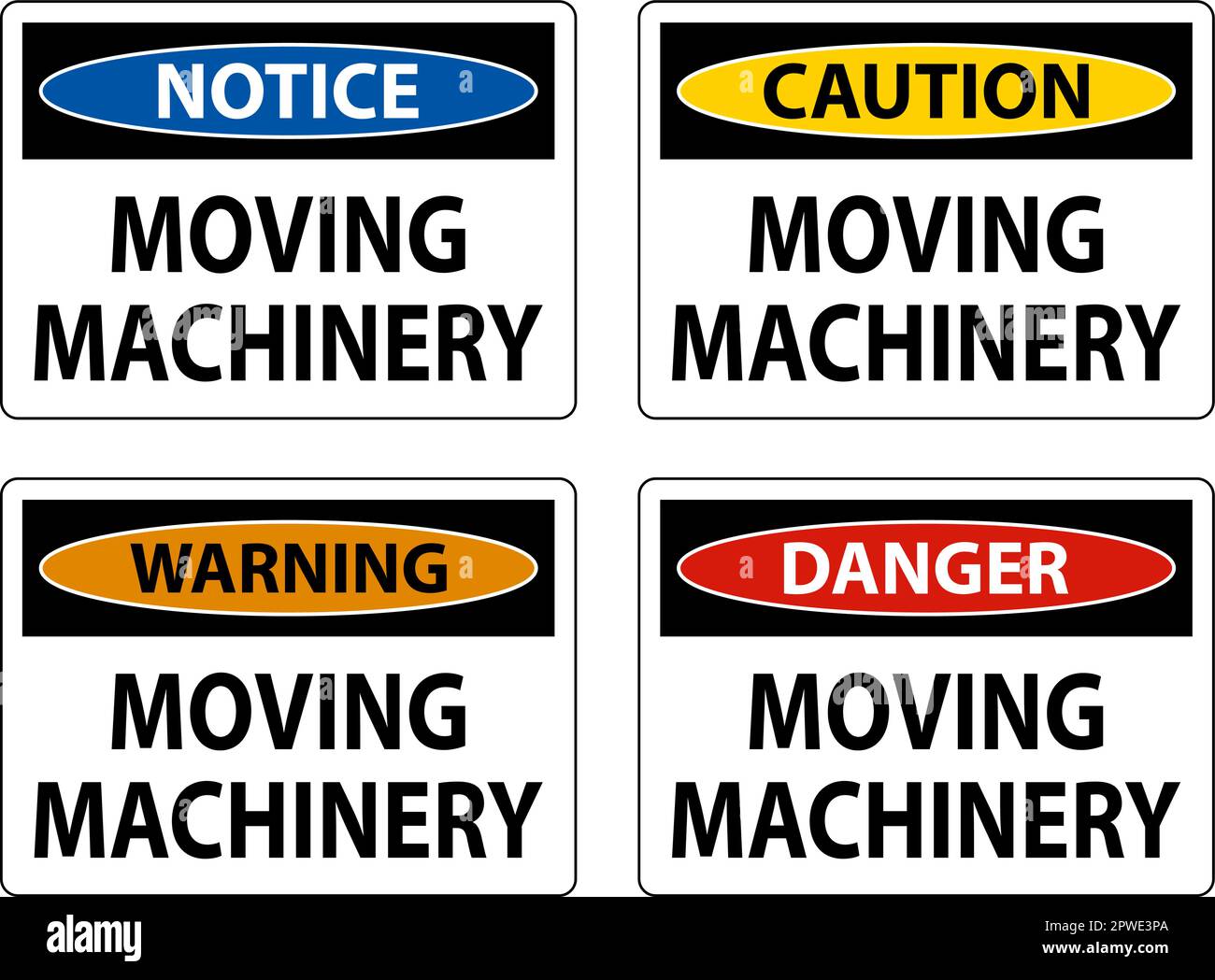 Danger Moving Machinery Sign On White Background Stock Vector Image ...