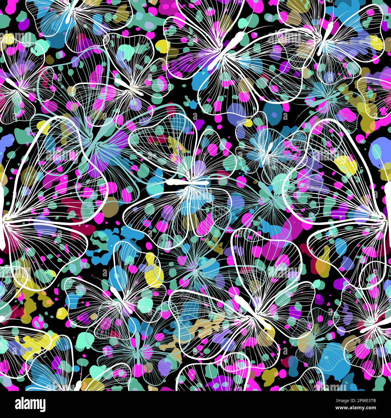 Seamless white butterflies. Vector illustration Stock Vector Image ...