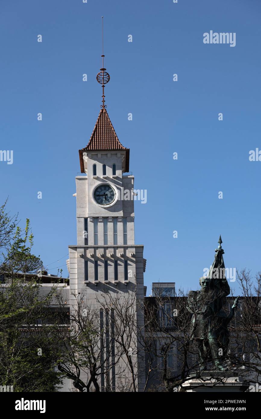 Clock tower in the jardim dom Luis, Lisbon, Portugal Stock Photo - Alamy