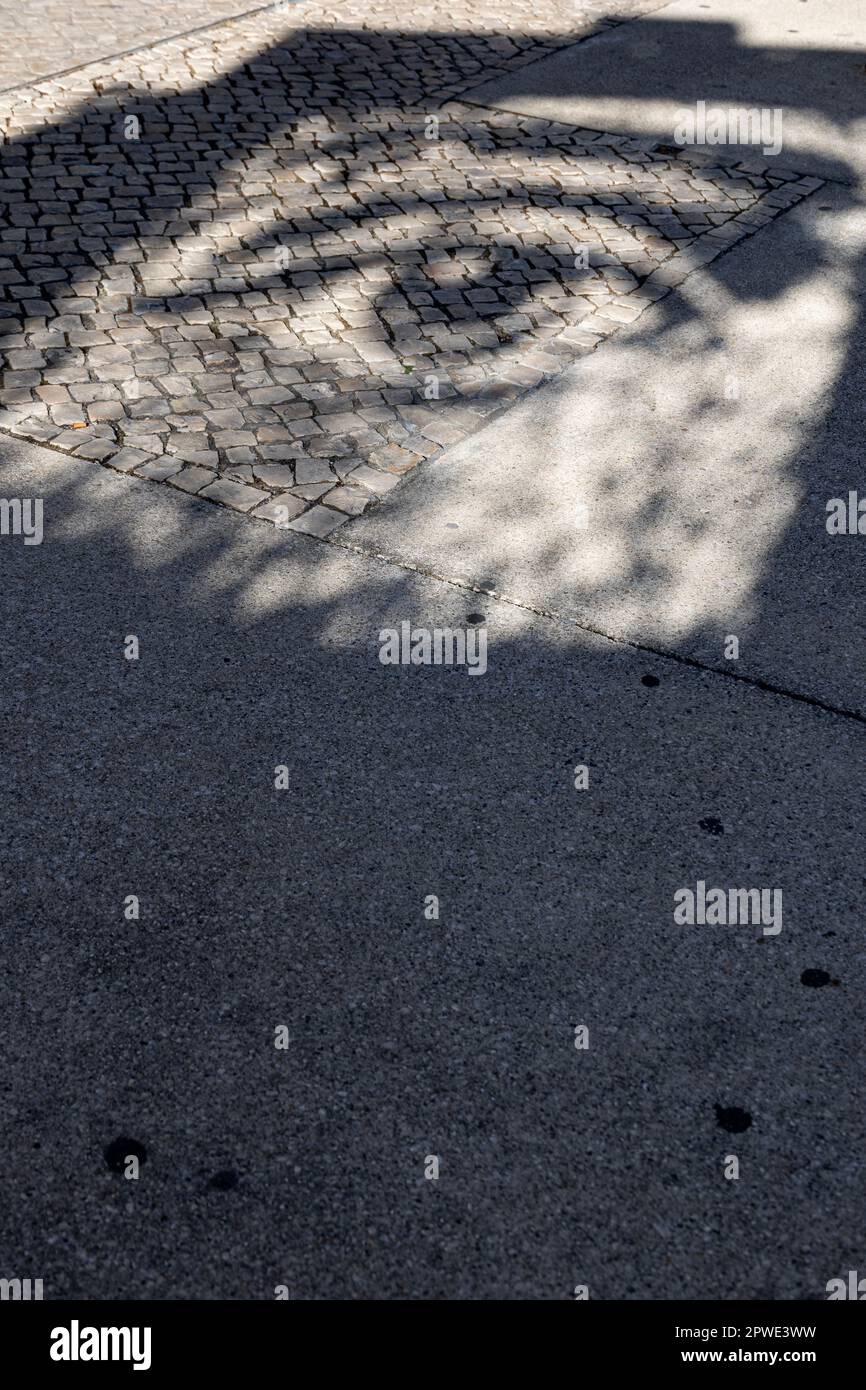 A shadow creating the shape of an eye cast from a statue, Lisbon ...