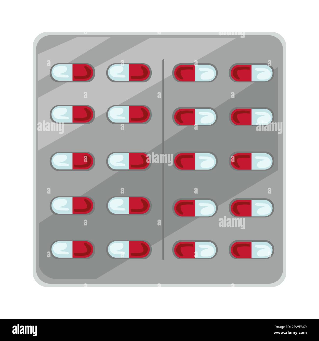 Red and white pills in blister pack cartoon illustration Stock Vector ...