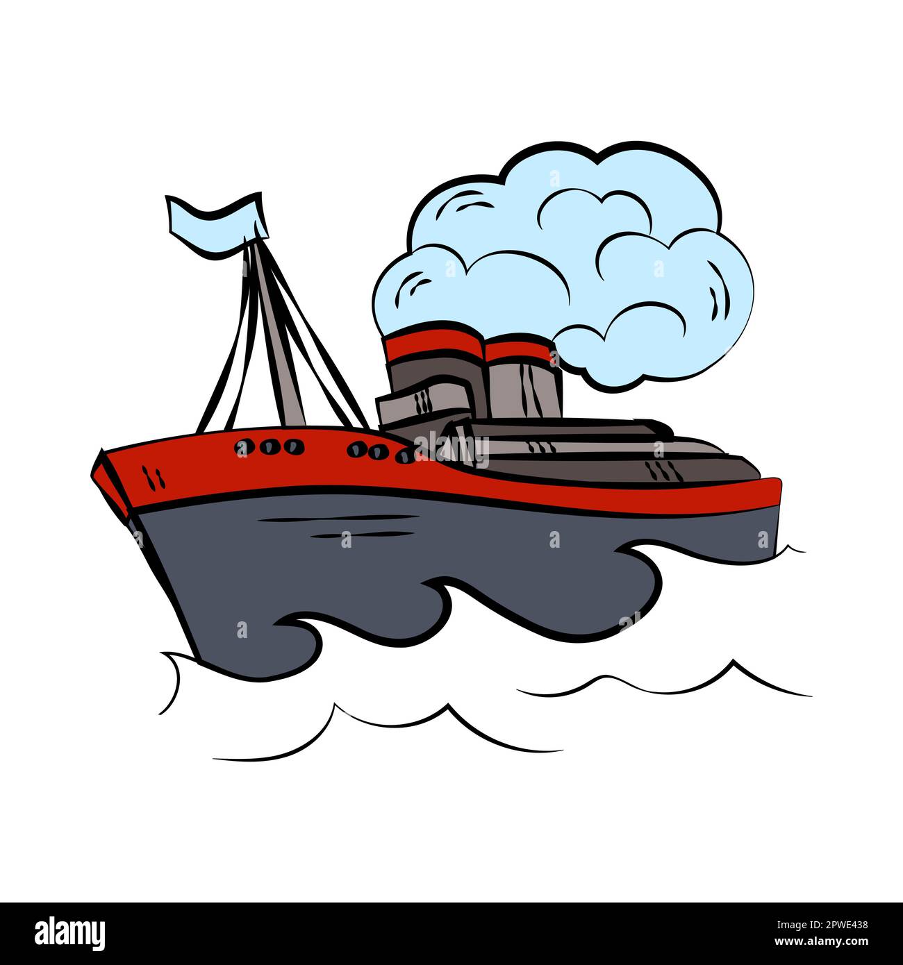 Comic book of warship on water cartoon illustration Stock Vector Image ...