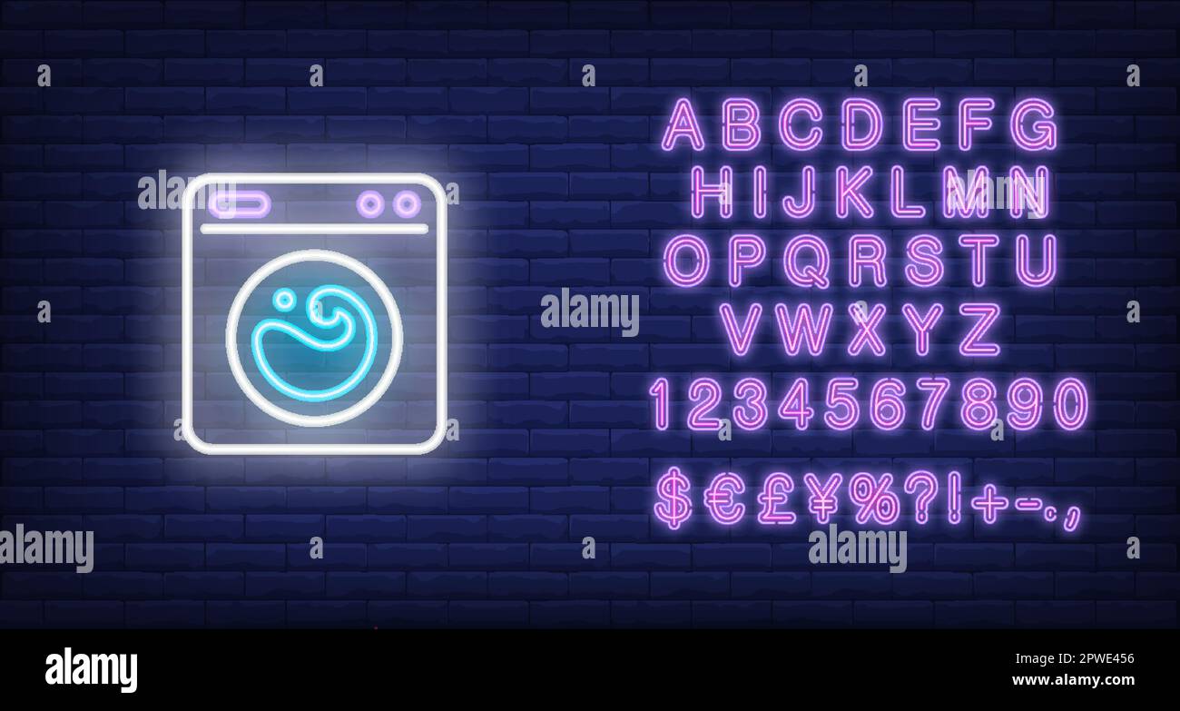 Washing machine neon sign Stock Vector Image & Art - Alamy