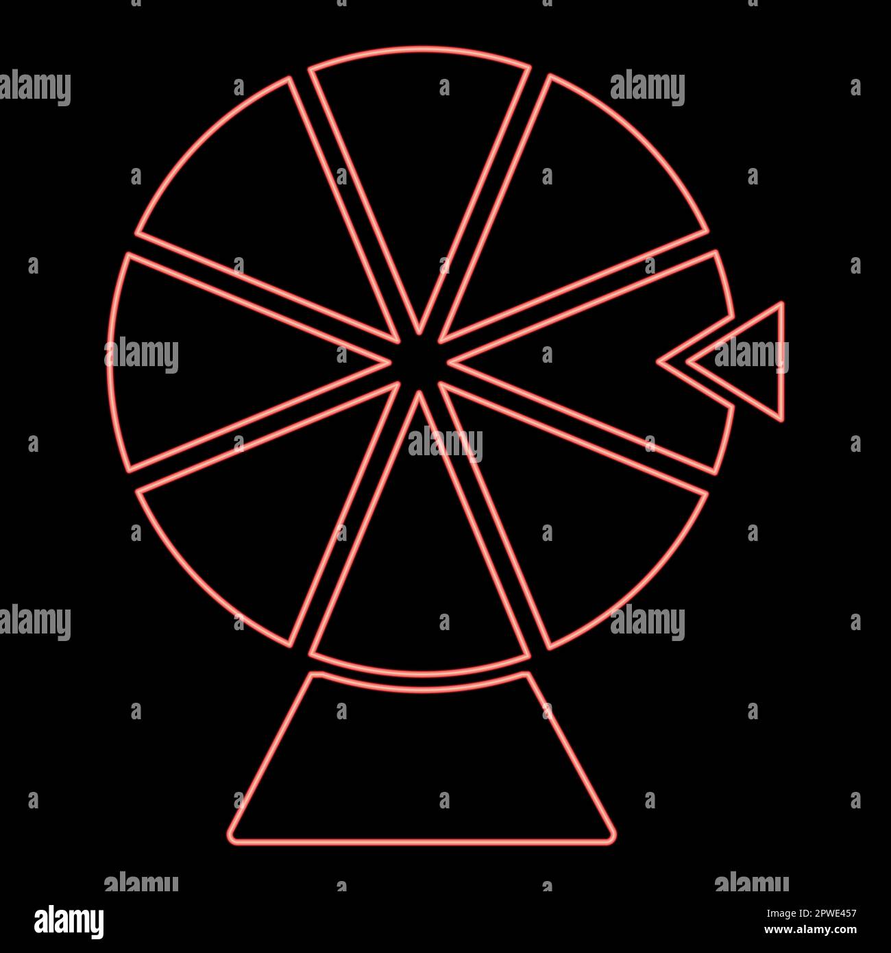 Neon wheel of Fortune lucky roulette spinning game chance concept red ...