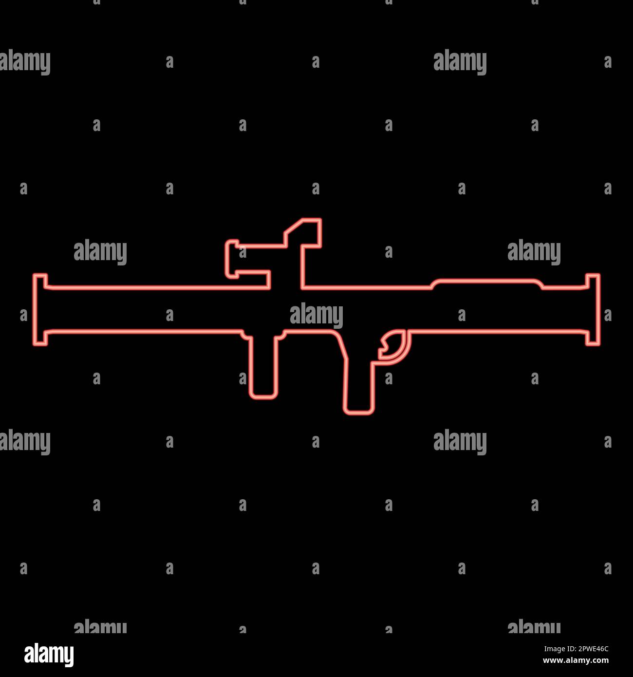 Neon store grenade launcher bazooka gun rocket system red color vector ...