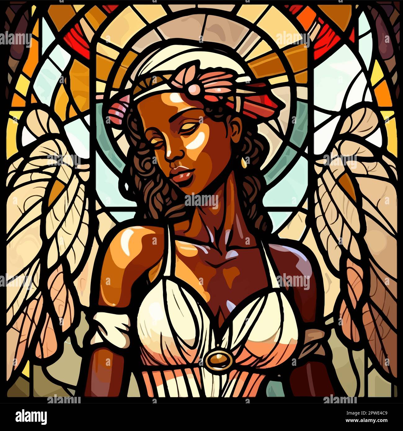 Stained glass window of an African angel Stock Vector Image & Art - Alamy Stained glass window of an African angel Stock Vector Image & Art - Alamy