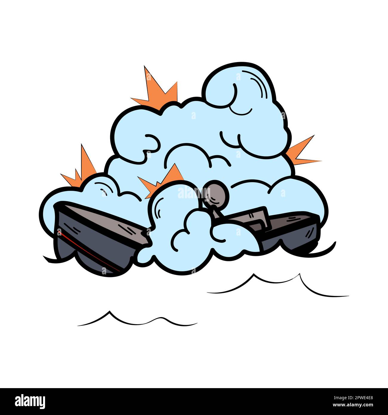 Comic book of warship ruined in battle cartoon illustration Stock ...