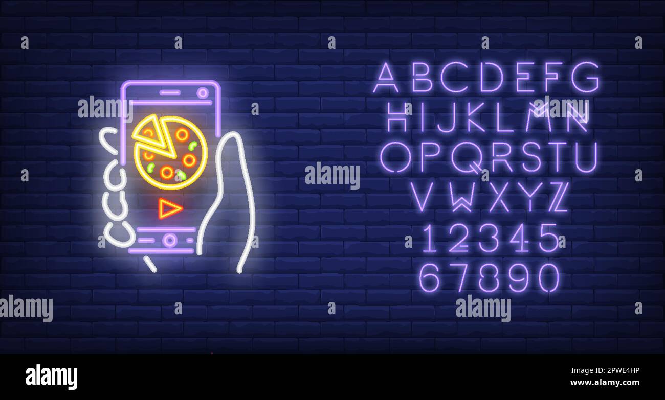 Neon icon of online pizza order Stock Vector Image & Art - Alamy
