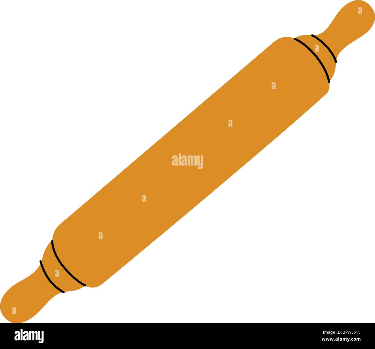 Rolling pin icon. Bakery pastry products silhouette. Vector ...