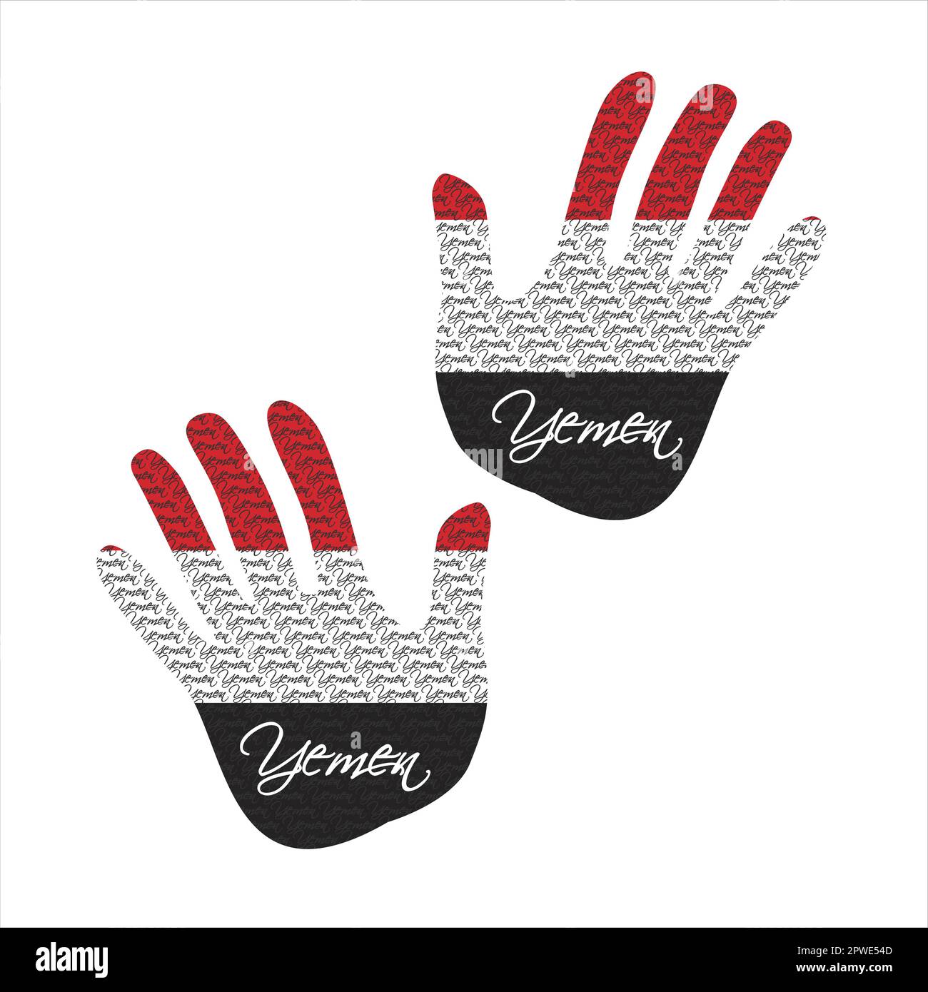 Hand drawn vector illustration with yemen flag pattern great for poster ...