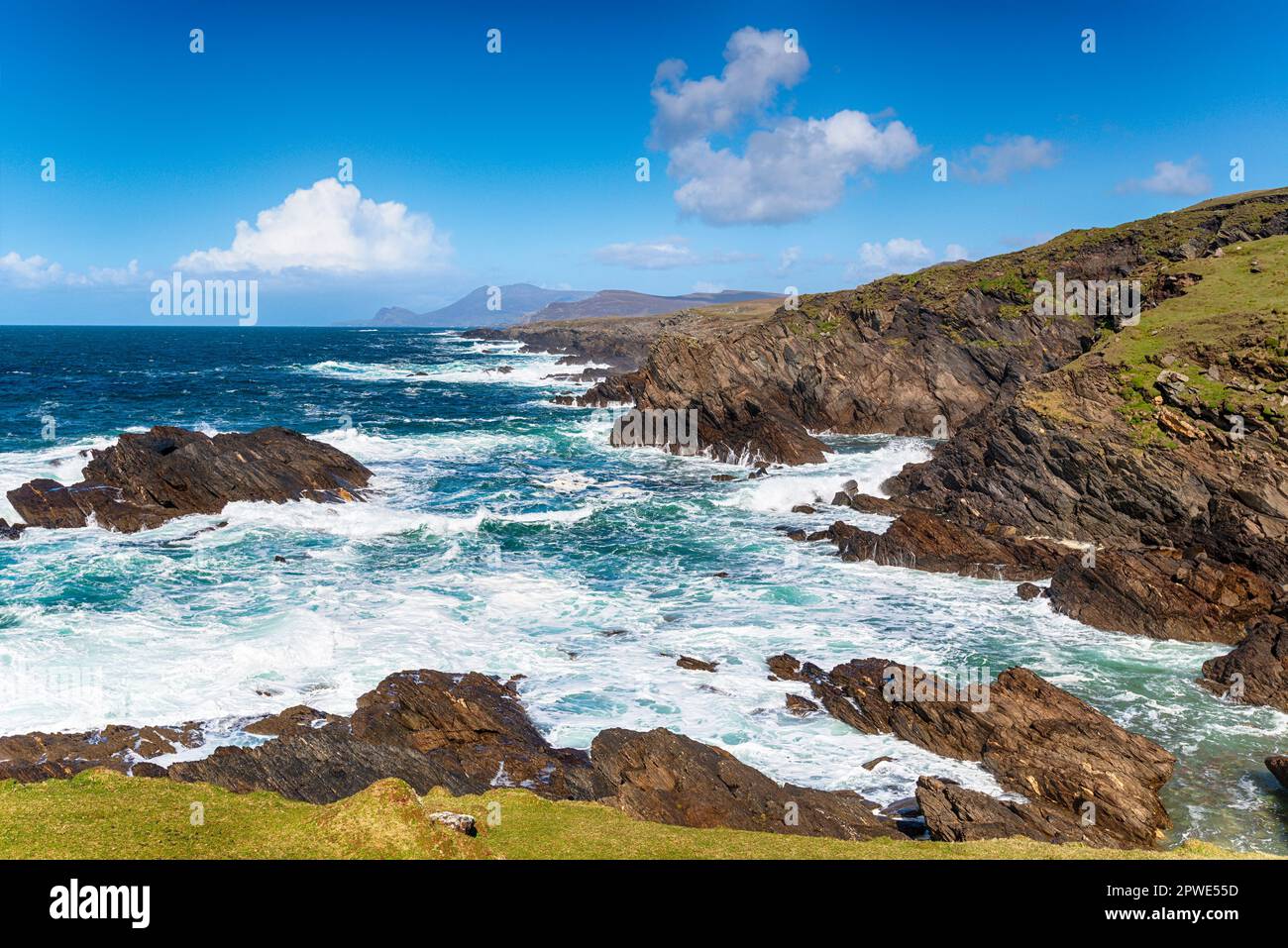Rugged cliffs at Ashleam on Achill Island in County Mayo on the west ...