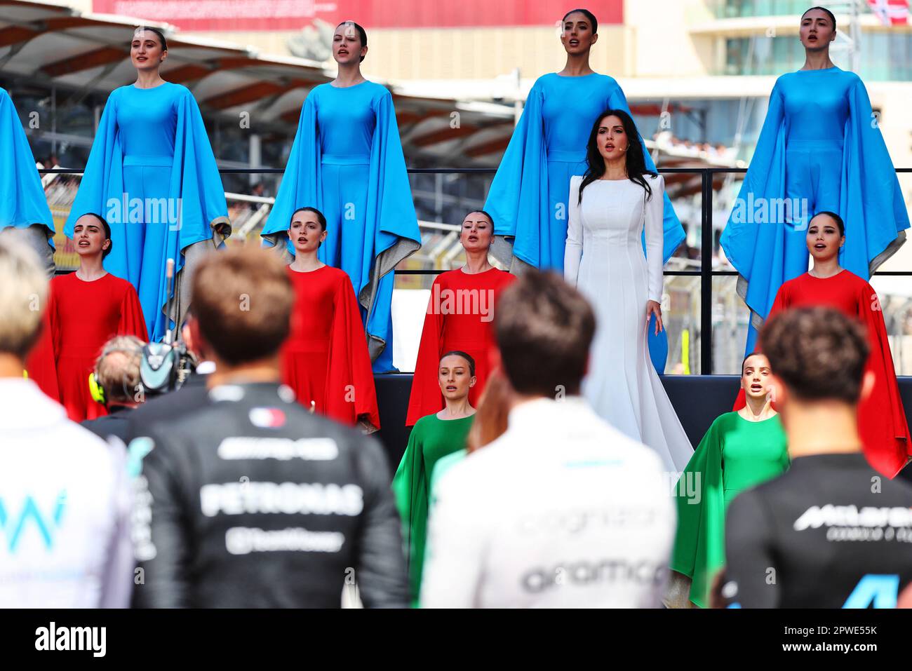 Baku, Azerbaijan. 30th Apr, 2023. Grid atmosphere - national anthem ...