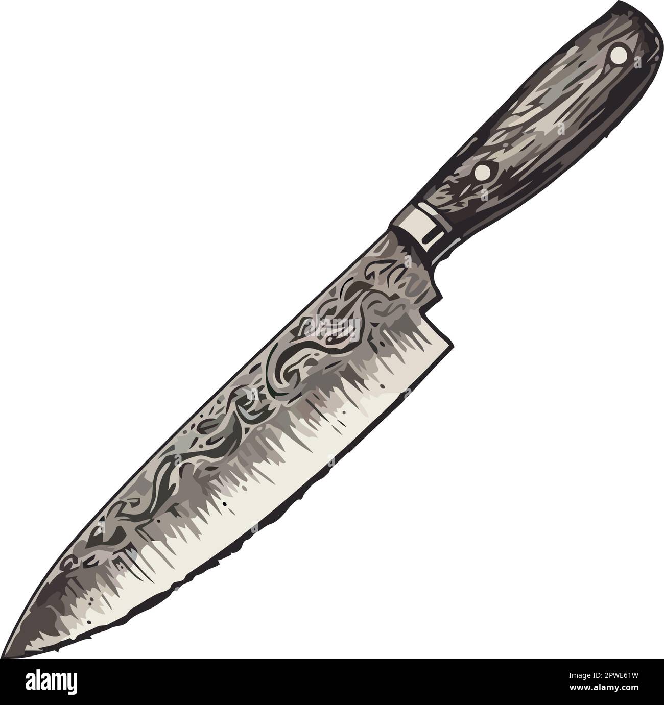 Sharp steel kitchen knife, isolated on white Stock Vector Image & Art ...