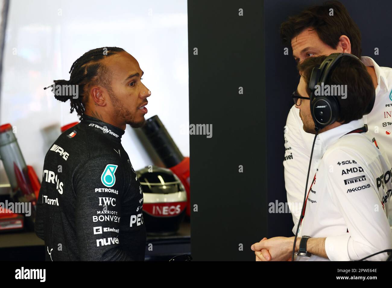 Baku, Azerbaijan. 30th Apr, 2023. Lewis Hamilton (GBR) Mercedes AMG F1 ...