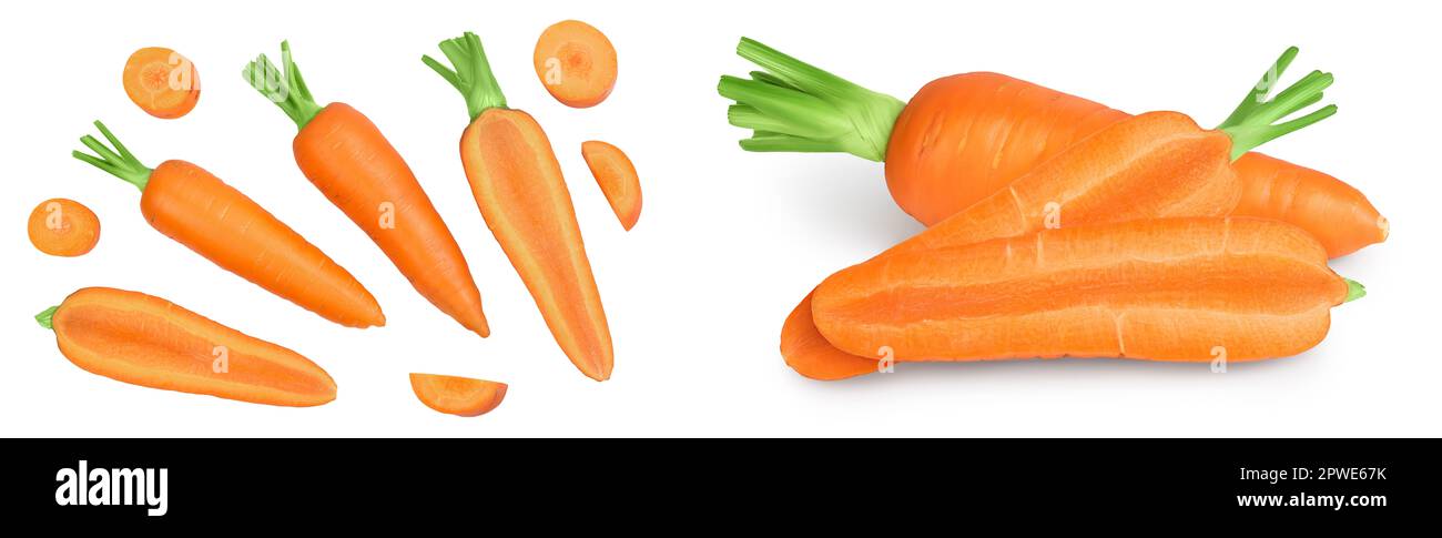 Carrot isolated on white background with full depth of field. Top view ...