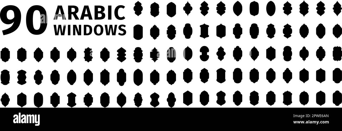Set of islamic windows. Ornamental arabic windows. Arabic arches ...