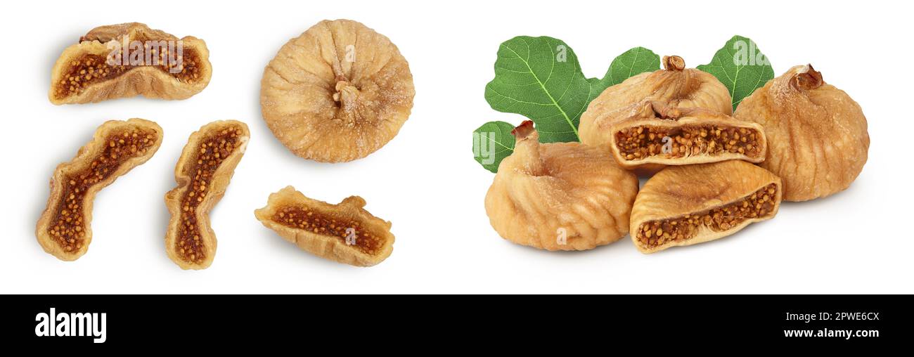dried fig isolated on white background with full depth of field. Top ...