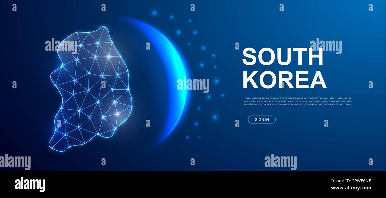 South Korea 3d polygonal symbol for website template. Low poly Country ...