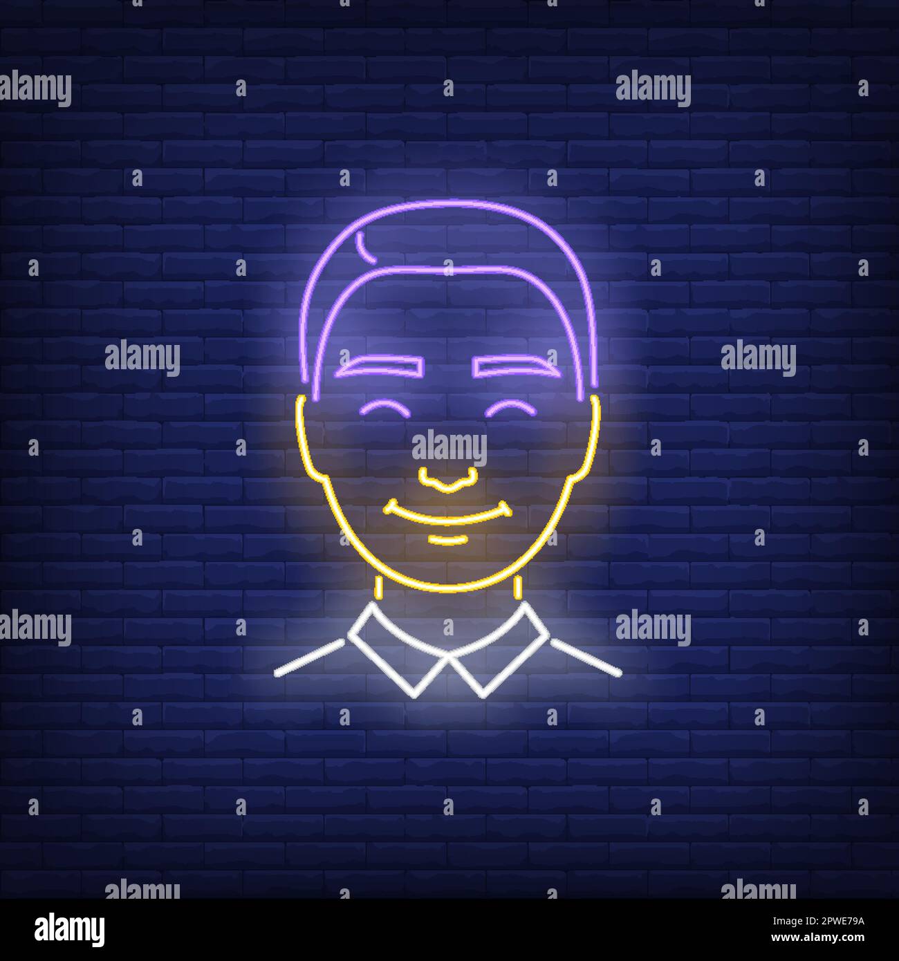 Asian man face neon sign Stock Vector Image & Art - Alamy