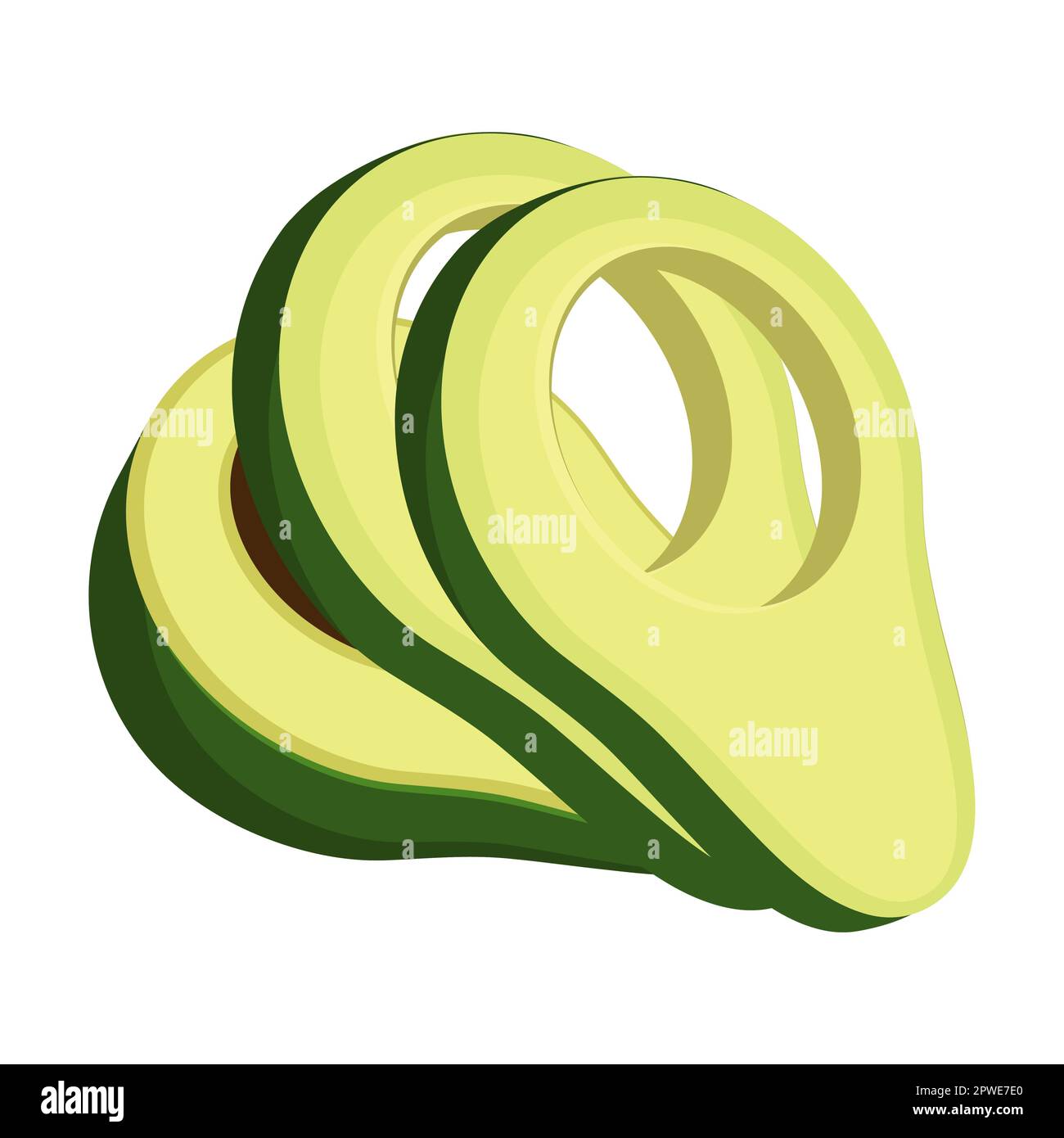 Avocado cutting fruit. Avocado wedges and slices, halved and thinly ...