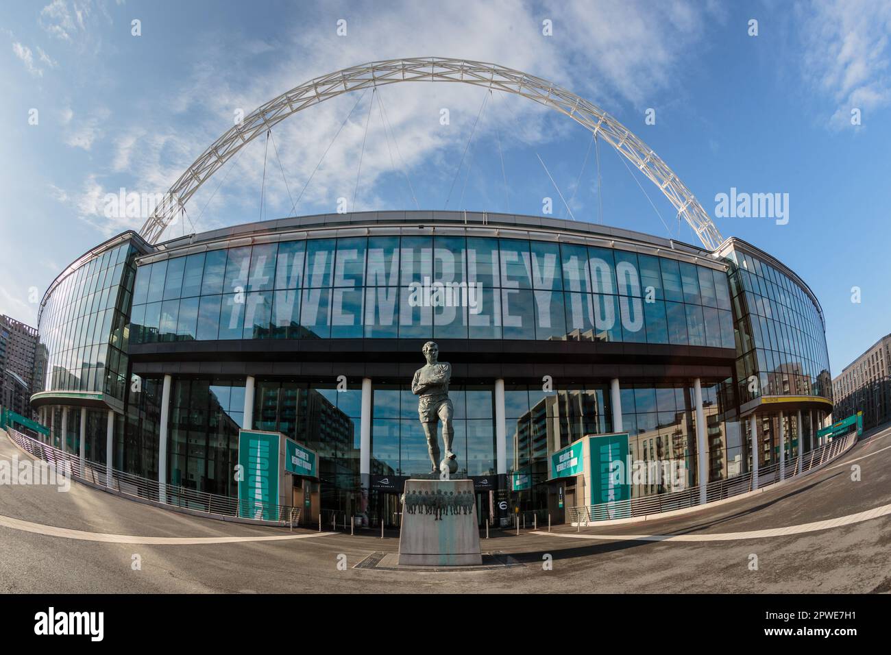 Fisheye of Wembley Stadium and the Bobby Moore Statue. Centenary '# ...