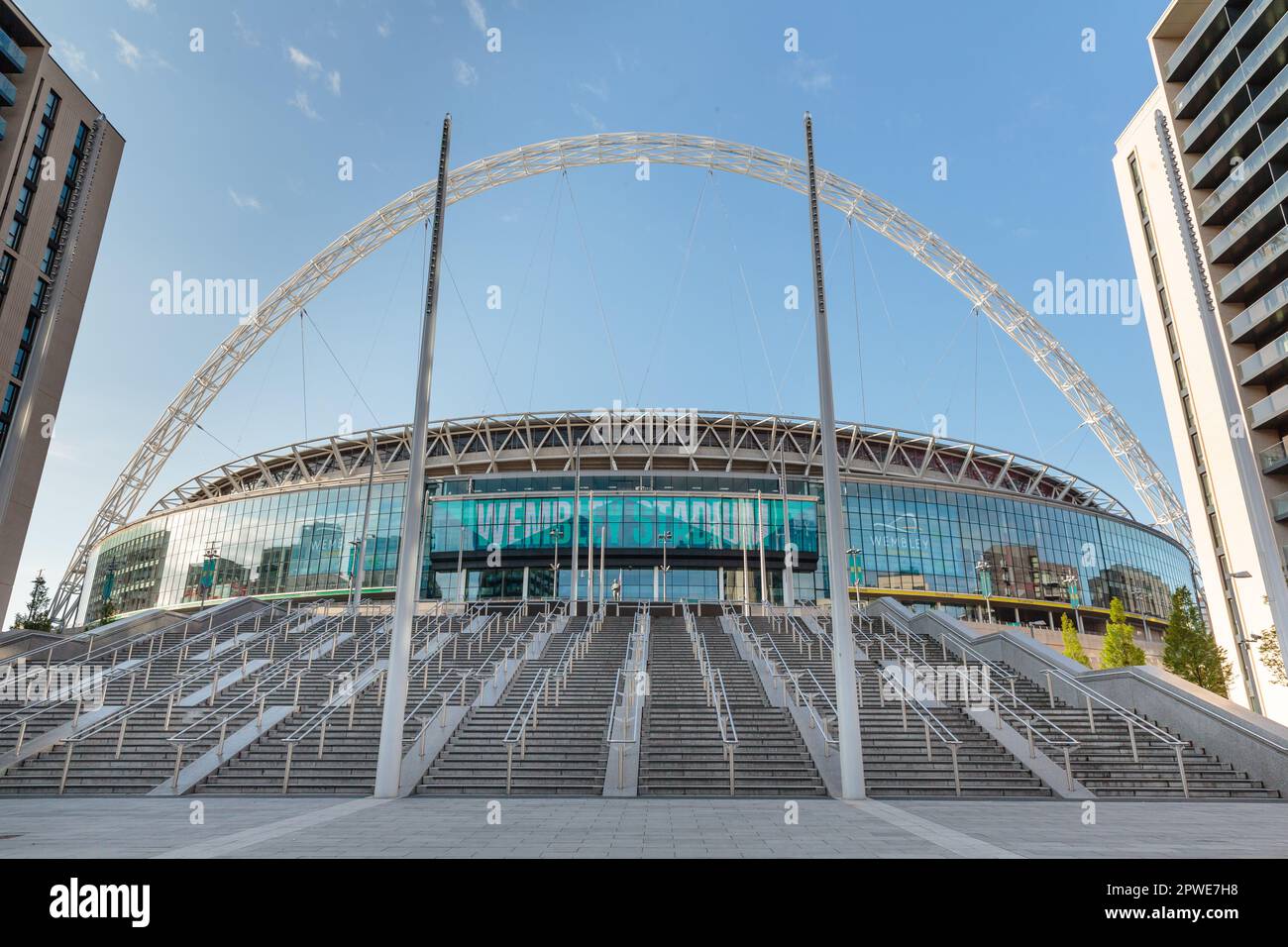 Wembley Stadium and the Olympic Steps. WEMBLEY STADIUM graphic on LED ...