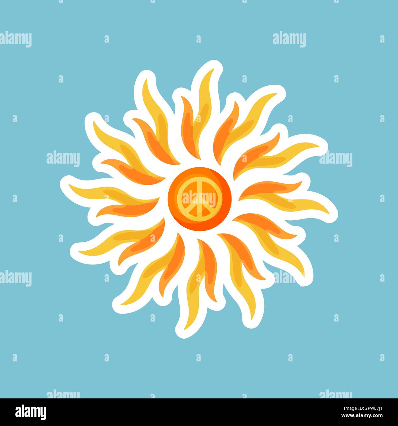 Retro hippie badge with sun vector illustration Stock Vector Image ...