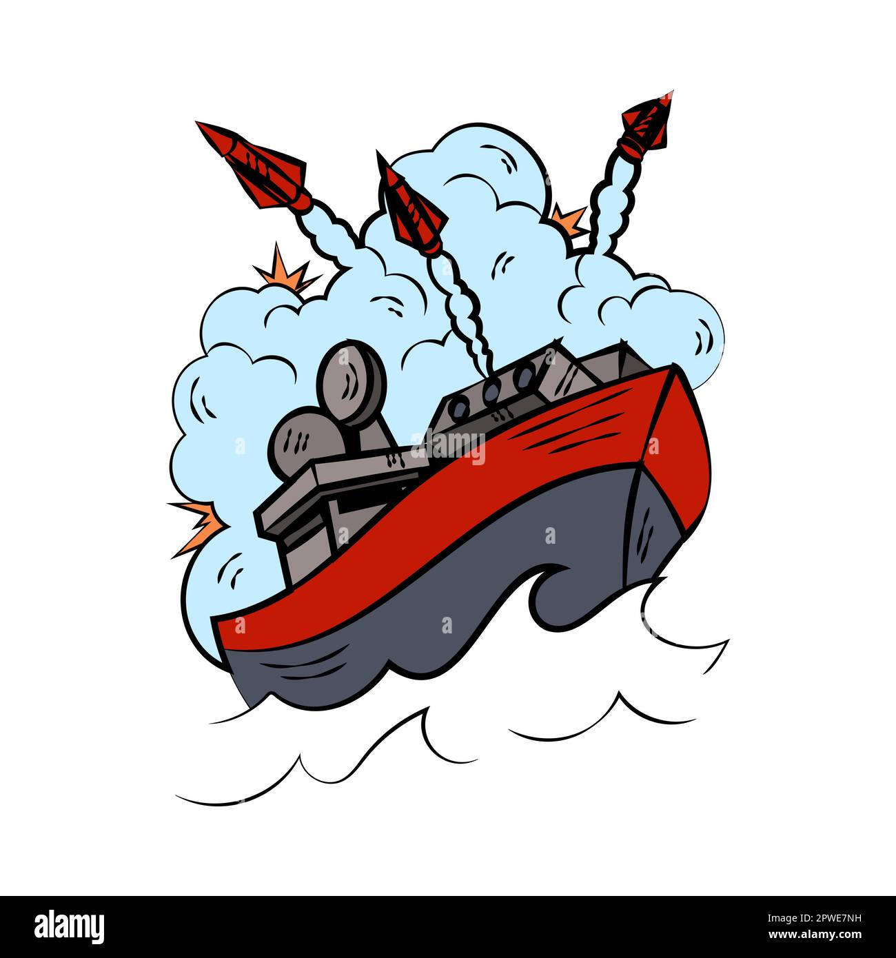 Comic book of warship in battle cartoon illustration Stock Vector Image ...