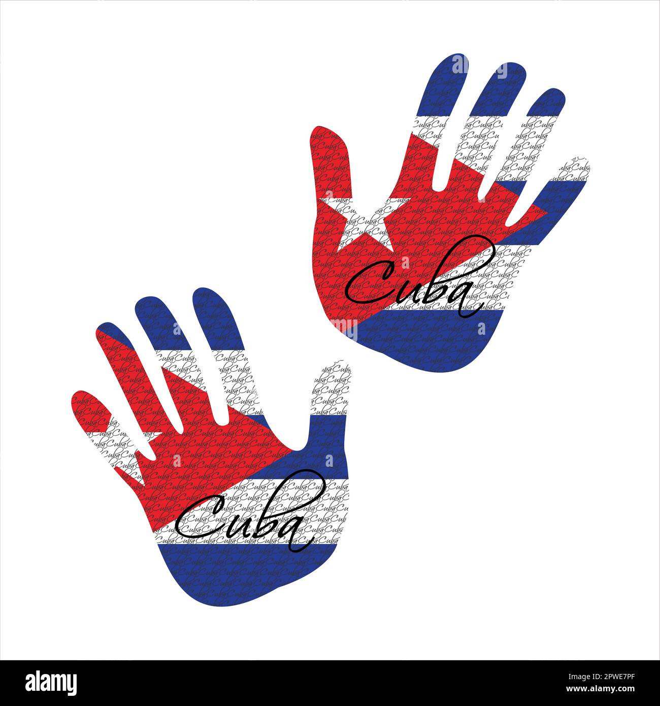 Hand drawn vector illustration with cuba flag pattern great for poster ...