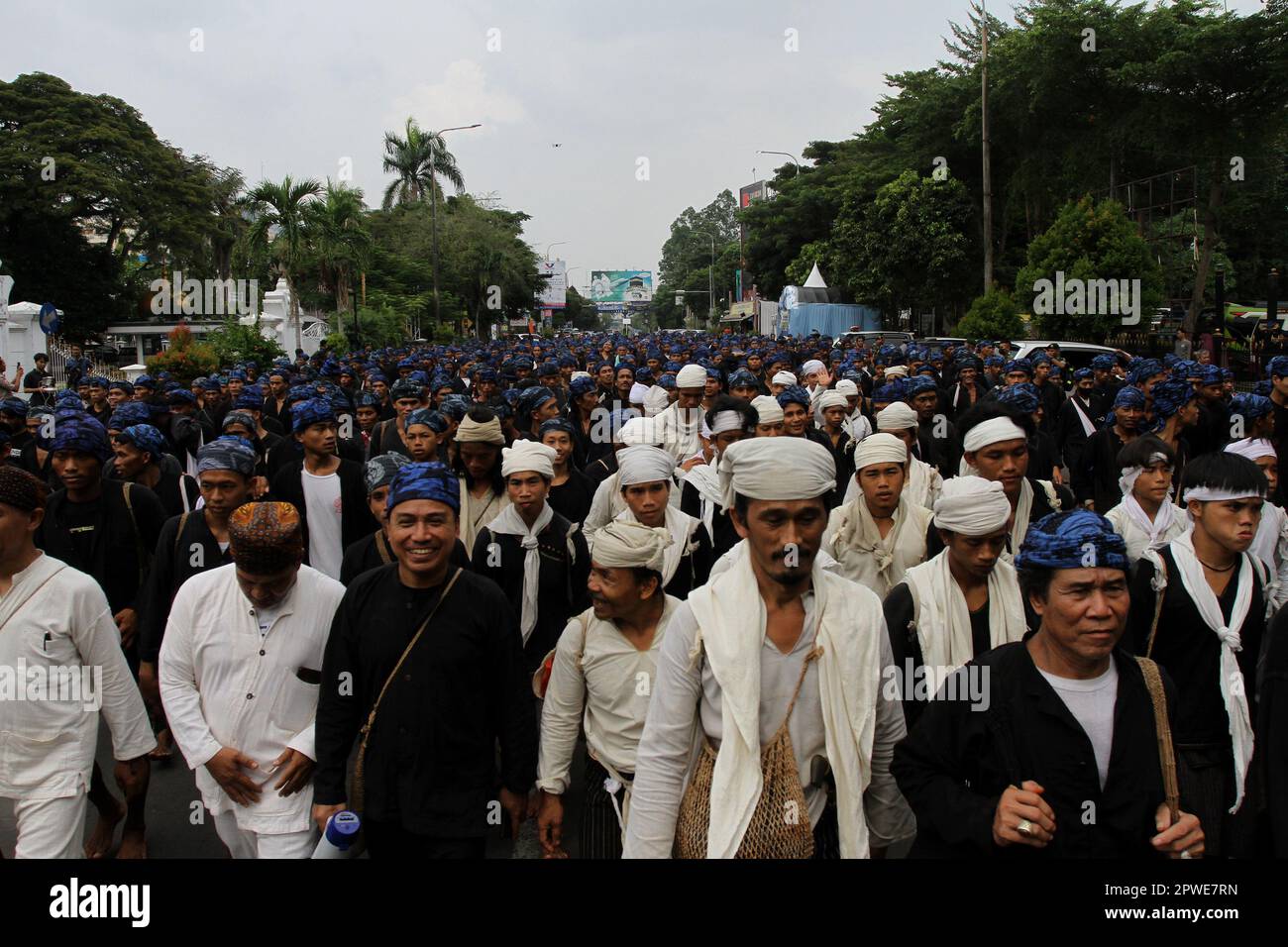Serang, Indonesia. 29th Apr, 2023. Baduy people participate in a series ...