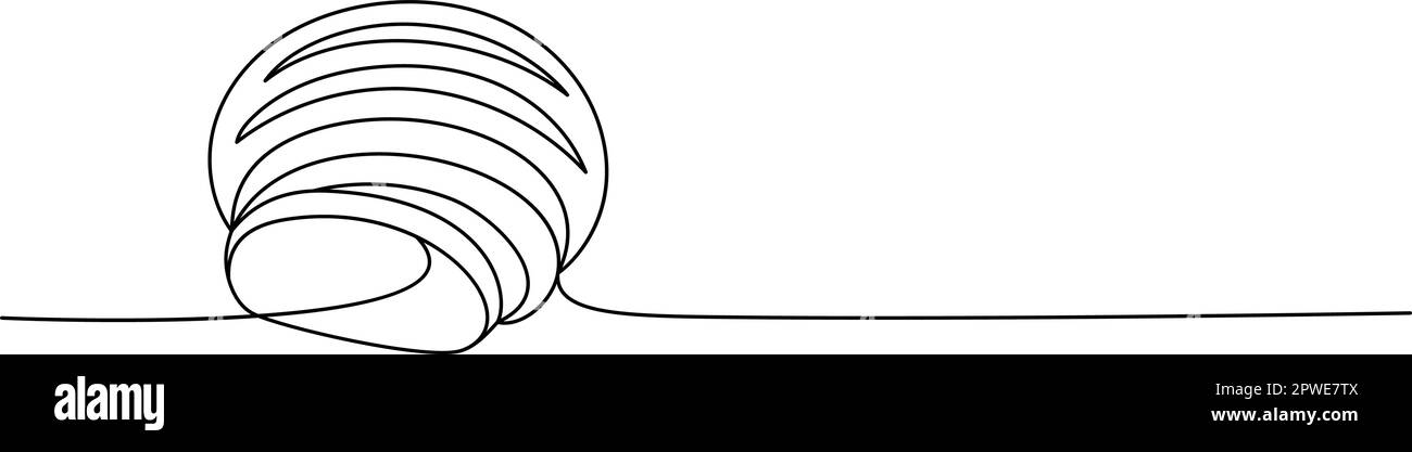 Rye round dark bread one line continuous drawing. Bakery pastry ...