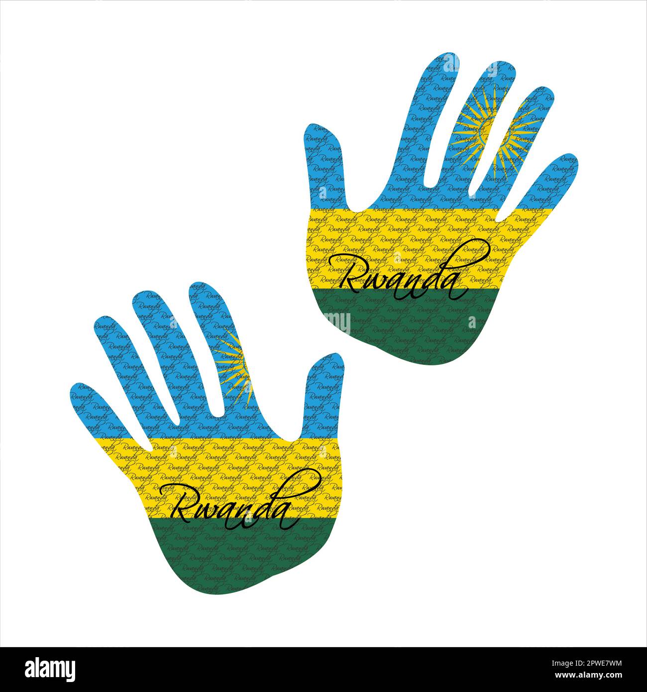Hand drawn vector illustration with rwanda flag pattern great for ...
