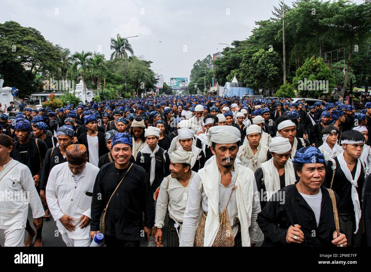 Serang, Indonesia. 29th Apr, 2023. Baduy people participate in a series ...