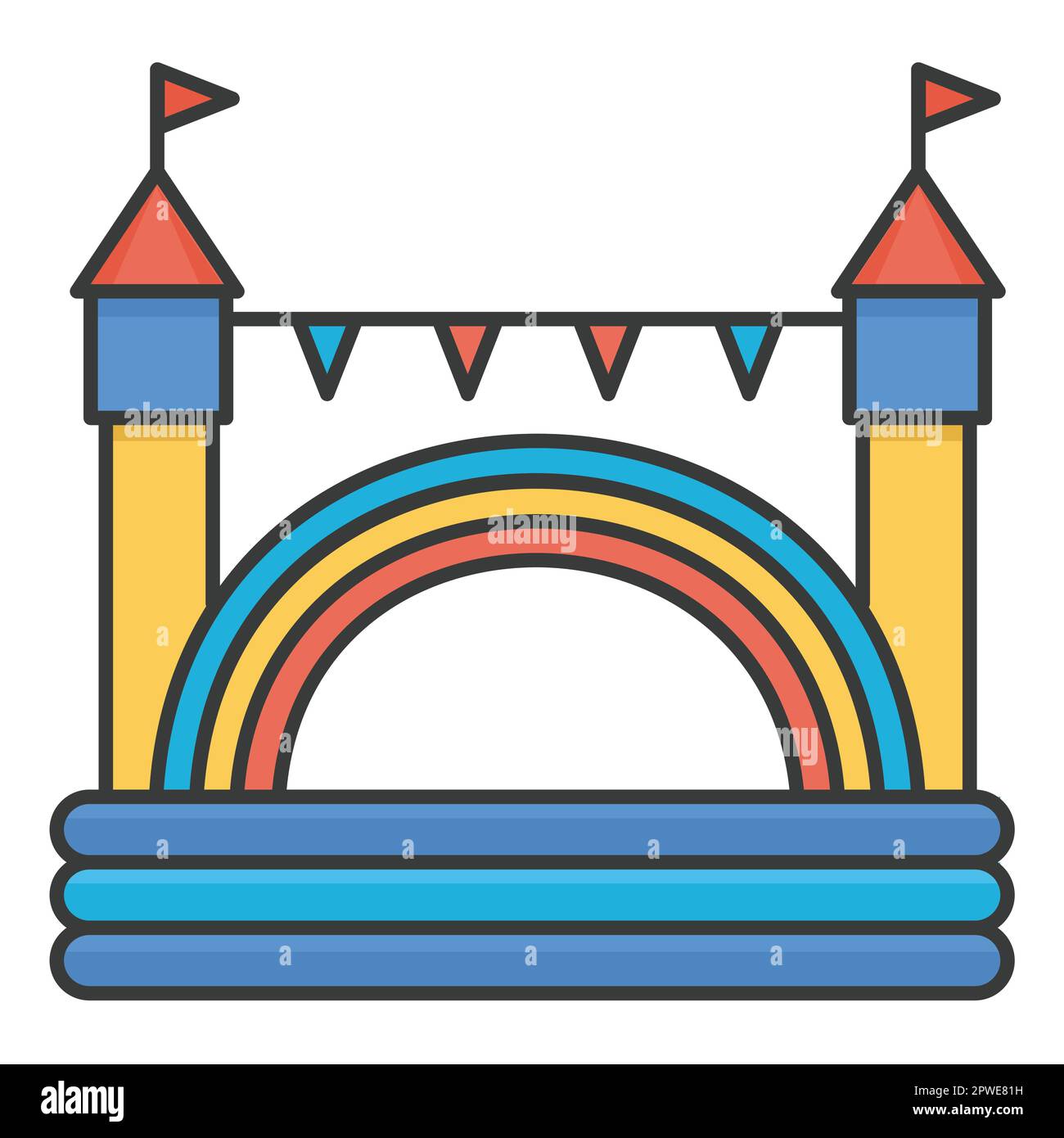 Bouncy inflatable castle. Tower and equipment for child playground ...