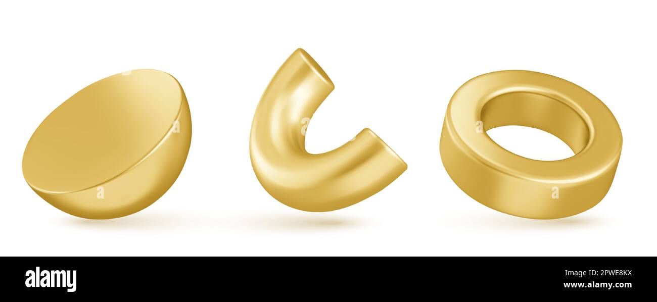 Isolated abstract geometric gold 3d shape vector object. Realistic ...