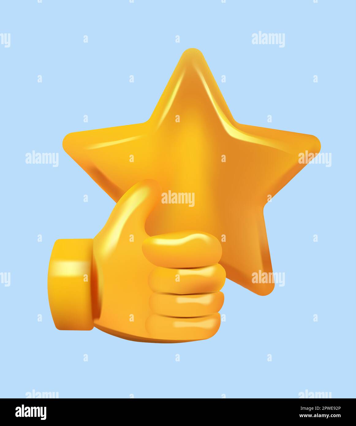 The 3D cartoon hand with the thumb up is a universal symbol of success ...
