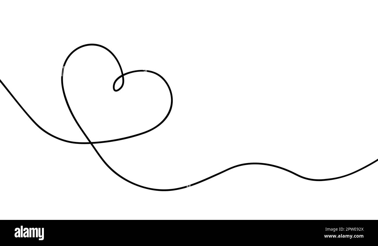 Heart Continuous Line Drawing One Single Hands Drawn Contour Heart For