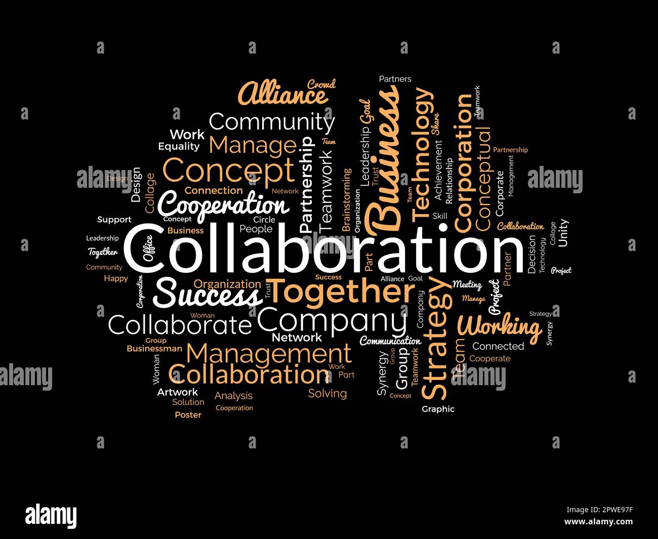 Word cloud background concept for Collaboration. Company teamwork ...